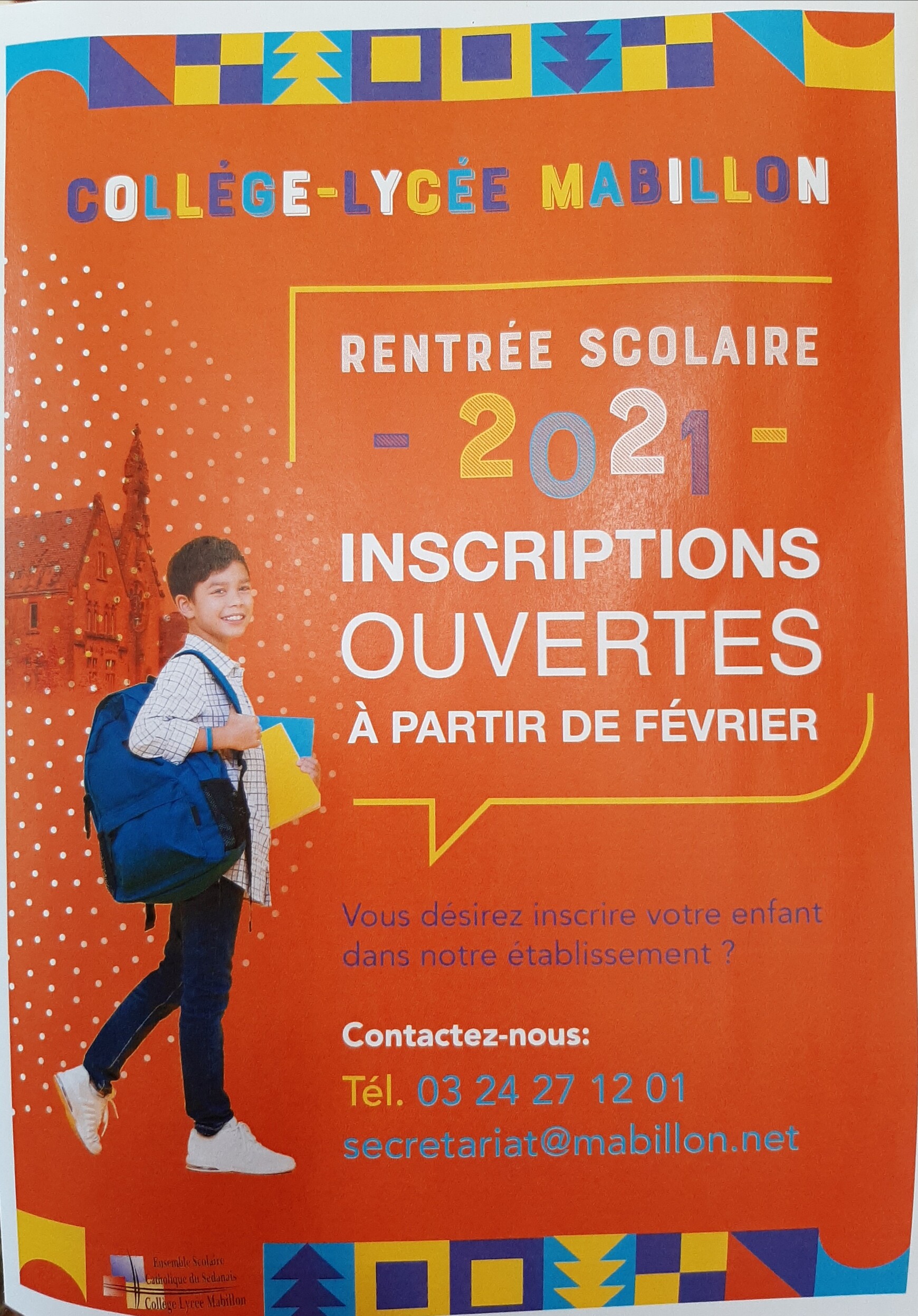 Inscriptions ouvertes au collège et au lycée Mabillon. - Ensemble ...